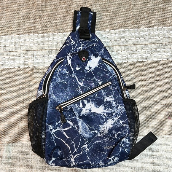 Mosiso | Bags | Mosiso Small Sling Bag Blue Marble | Poshmark